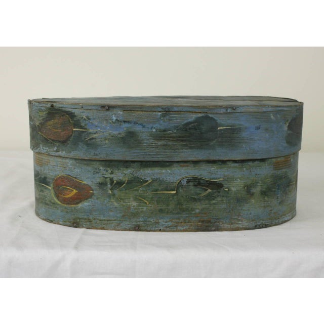 Antique French Folk Art Box with Traces of Painted Flowers | Chairish