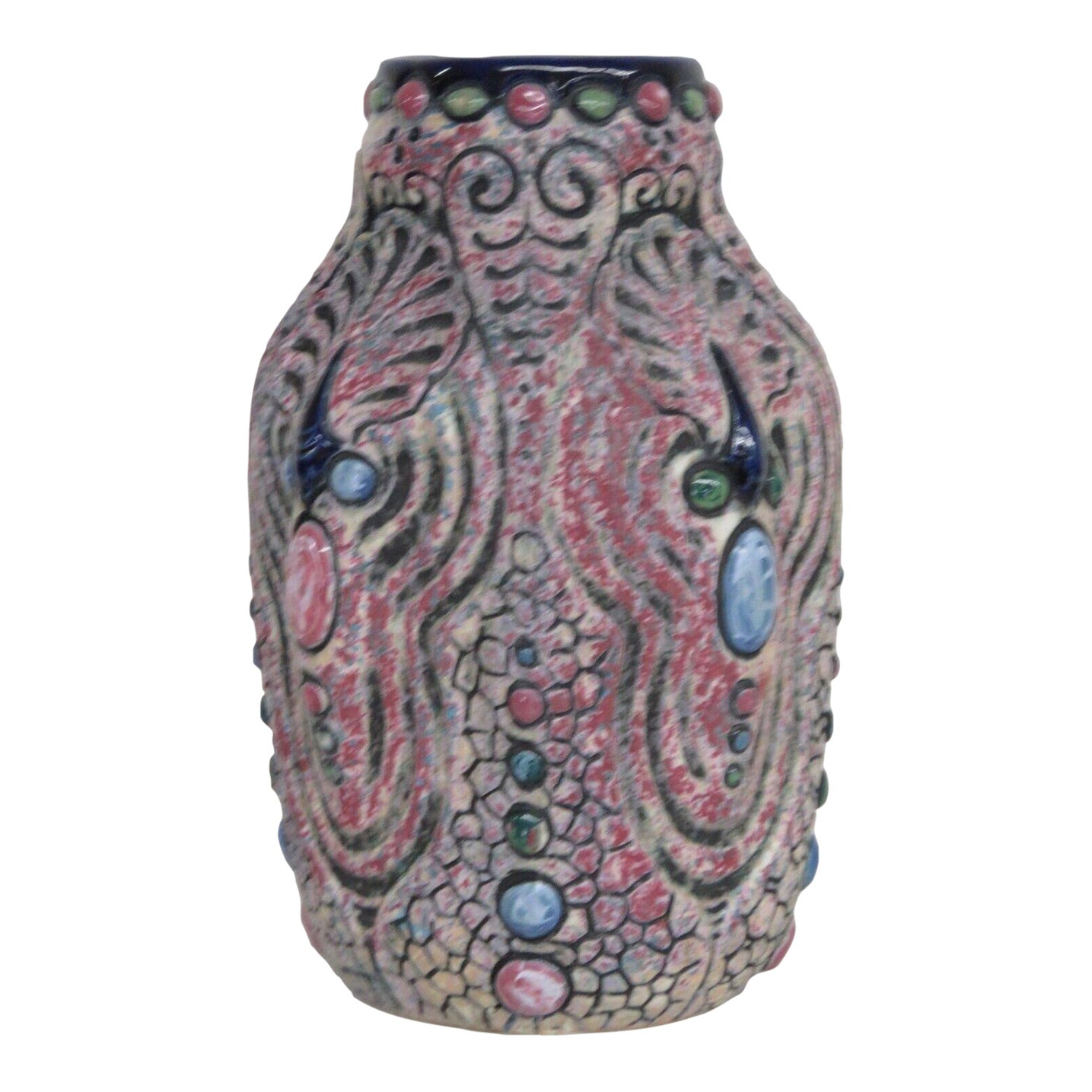 Amphora Czechoslovakia Jeweled Art Deco Ceramic Vase* | Chairish