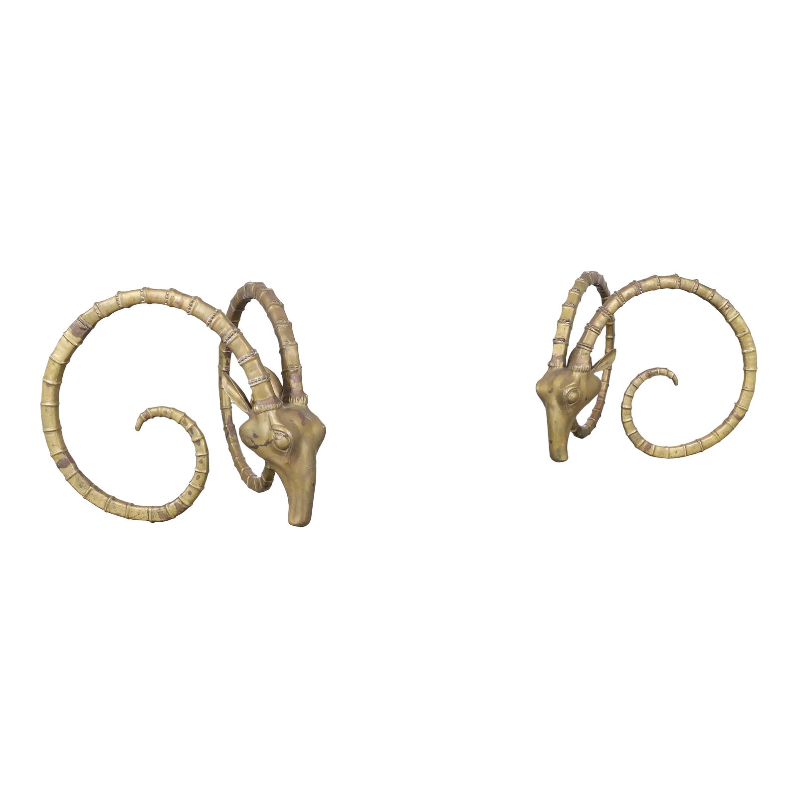 1970s Brass Ibex Rams Head Dining Table Base in the Style of Alain ...