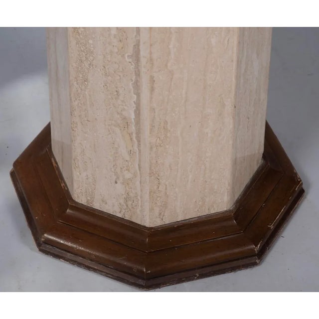 Mid Century Travertine Octagonal Pedestal | Chairish