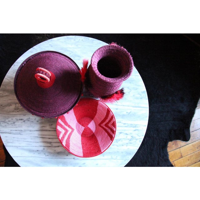 Fanned Out Small Tall Sisal Vase Plum & Peony Fans | Chairish