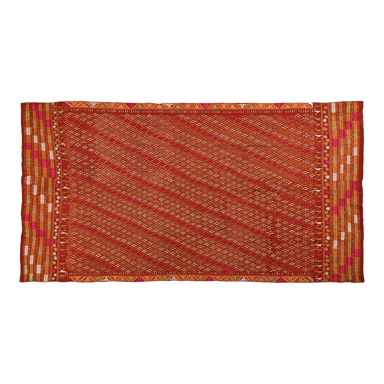 1920s Punjabi Bagh Silk Embroidery Textile | Chairish