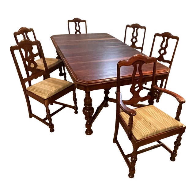 9 Piece 1920s Dining Room Set: Table, 5 Chairs and 1 Master Chair ...