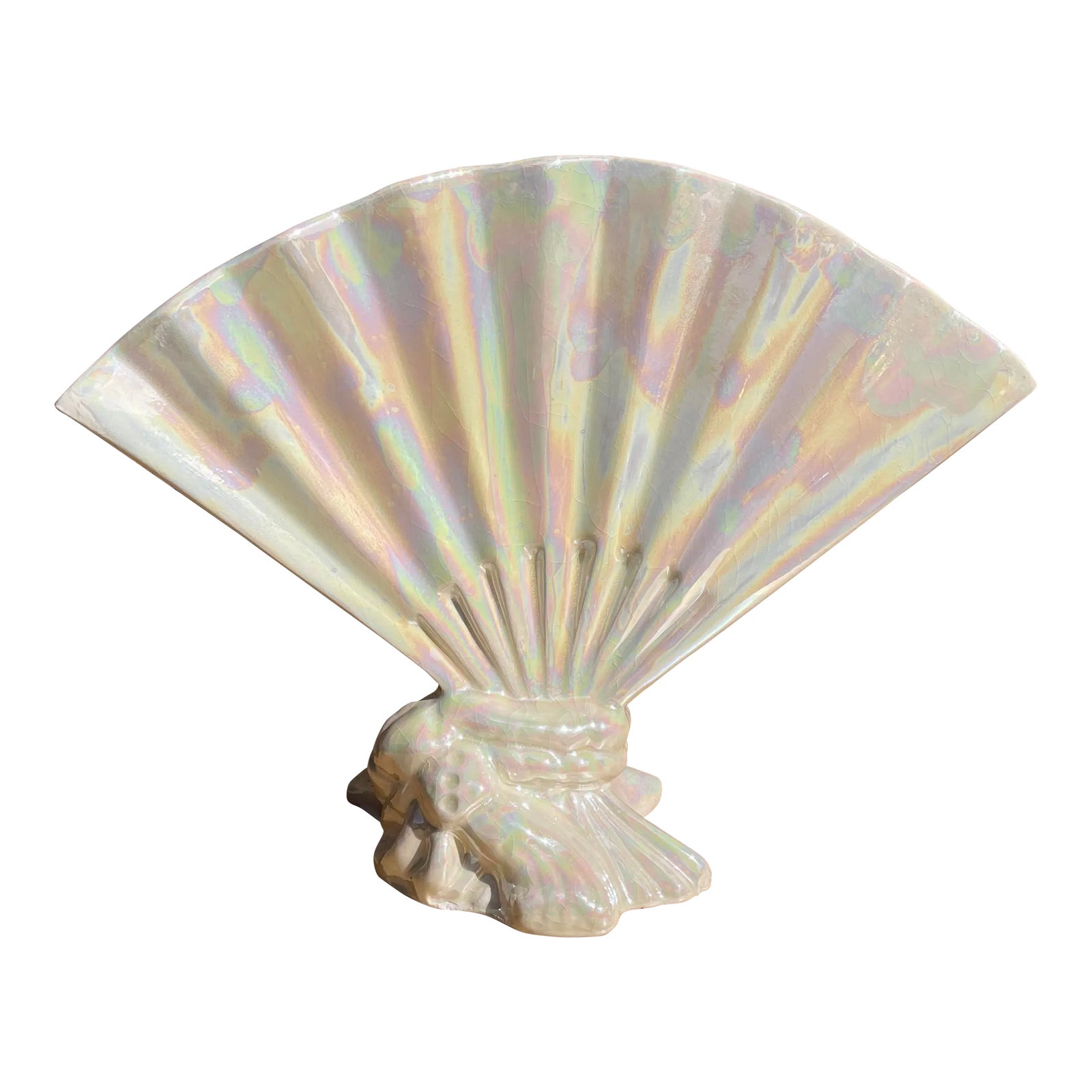 Vintage 1960s Iridescent Fan Vase | Chairish