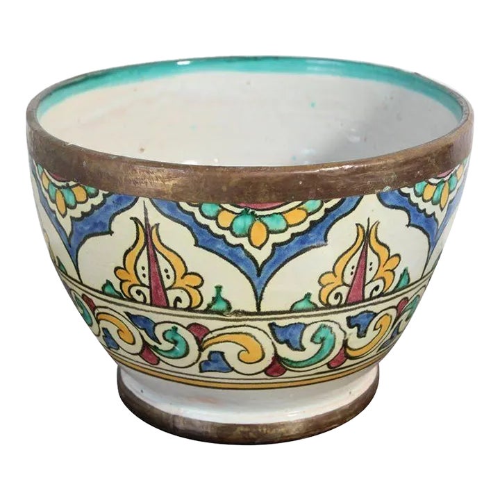 Antique Moroccan Ceramic Glazed Bowl Handcrafted in Fez Meknes Jobbana ...