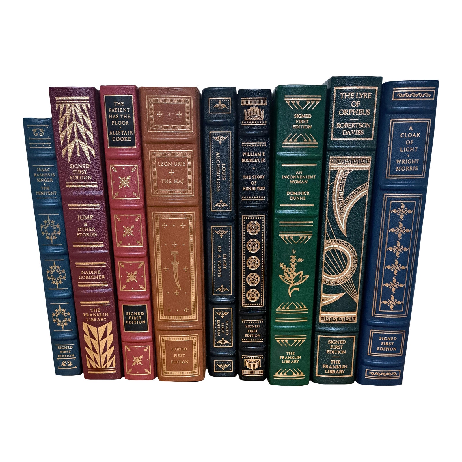 Franklin Library Signed First Edition Leather Books Set of Nine | Chairish