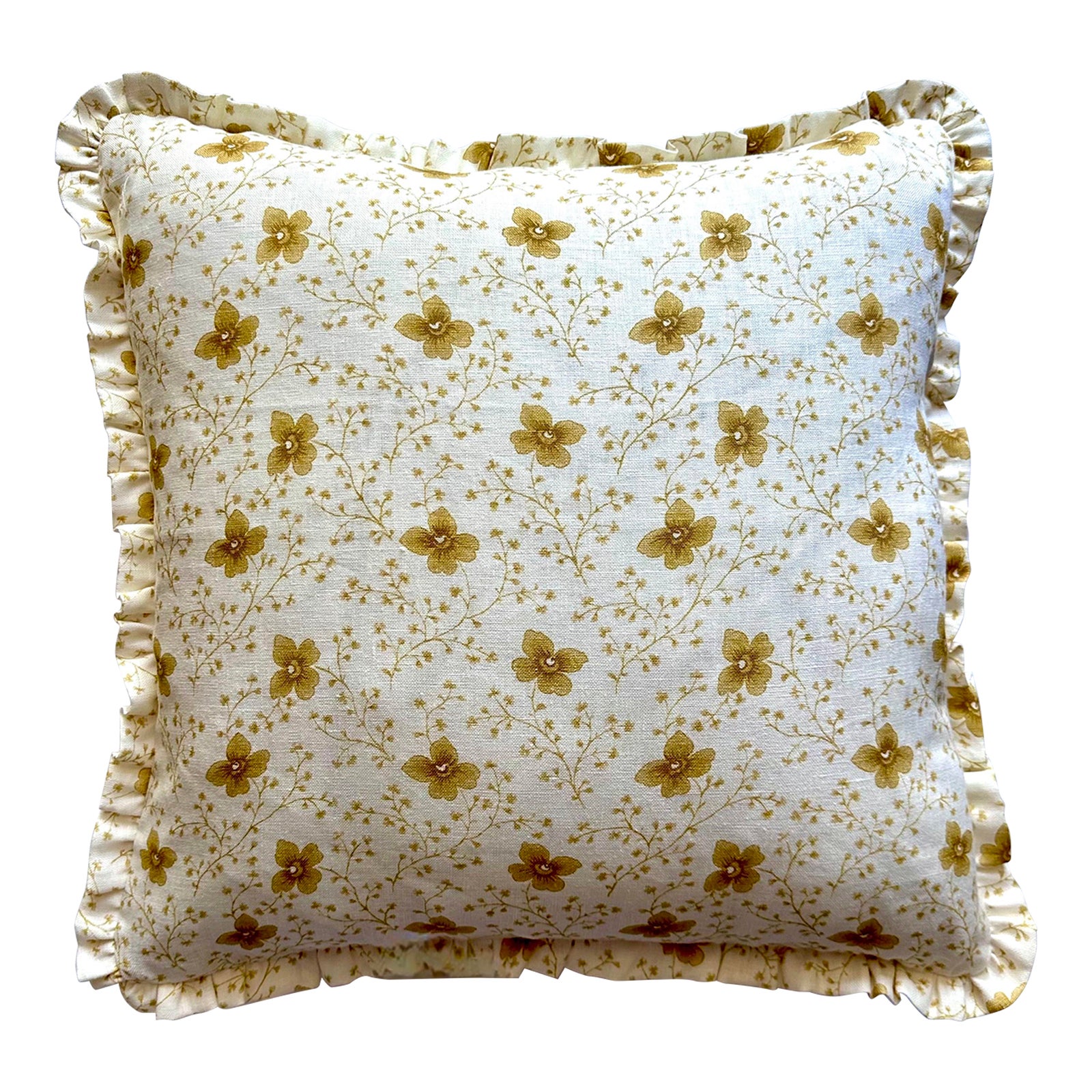 Leah O'Connell Textiles Harper in Ochre Pillow, 20"x20" | Chairish