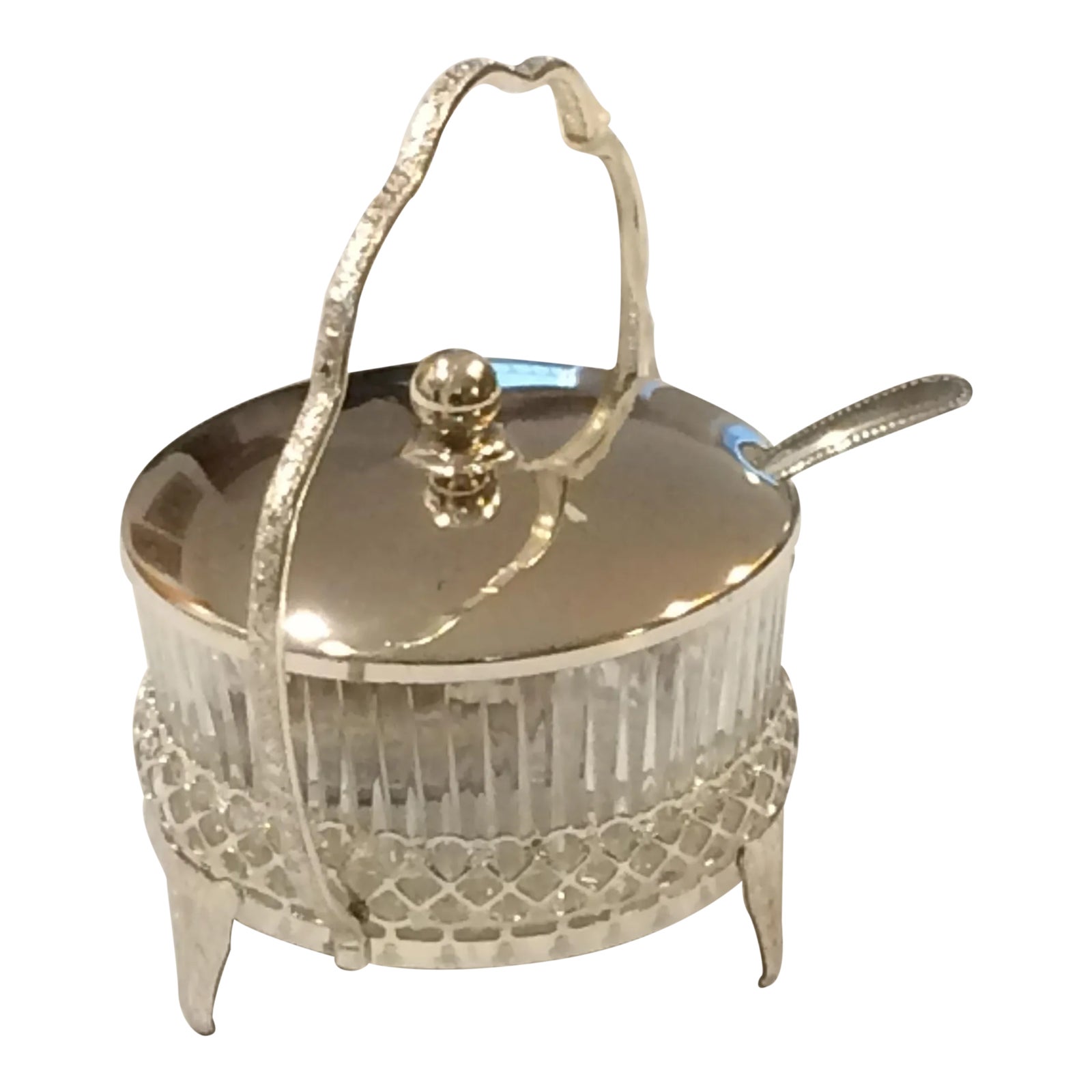 Vintage Mayell & Co Queen Anne Silver Plated Tableware Glass Bowl Caddy ...