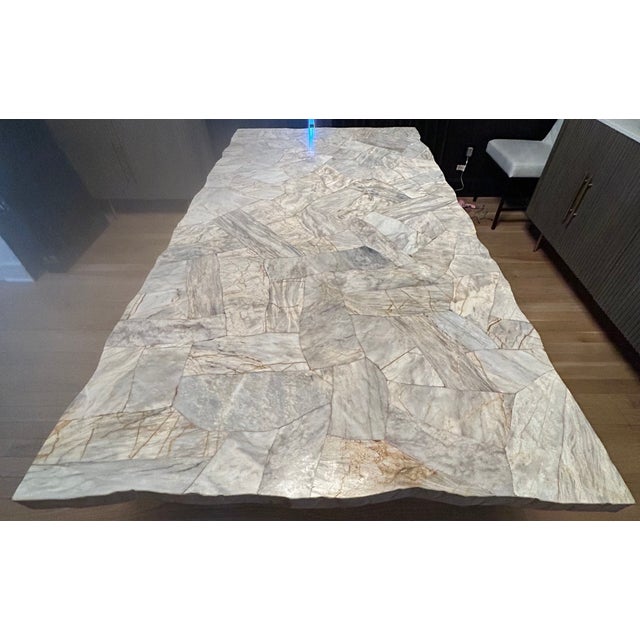 Arhaus Petra White Century Marble Rectangle Dining Table With Matte Black Metal Base | Chairish