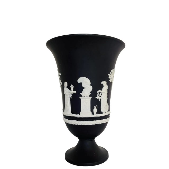 Antique 18th Century Black Wedgwood Jasperware Urn Shape Vase | Chairish