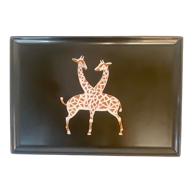1970s Mid-Century African Safari Couroc Giraffe Tray | Chairish