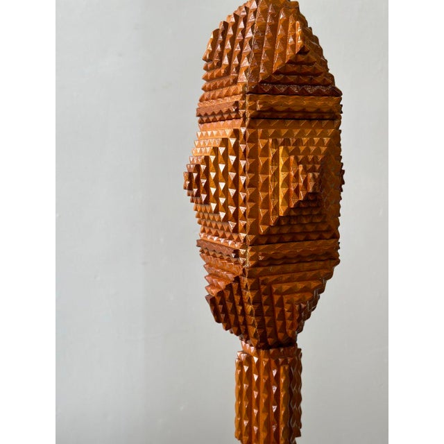 Vintage Sculptural Tramp Art Chip-Carved Table Lamp, Circa 1950s | Chairish