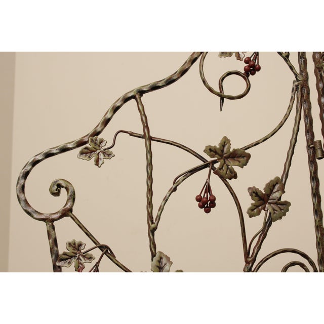 Wrought Iron 3 Panel Leaf & Berries Room Divider Folding Screen | Chairish