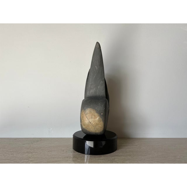 80's Vintage Free- Form Carved Stone Abstract Sculpture, Signed | Chairish