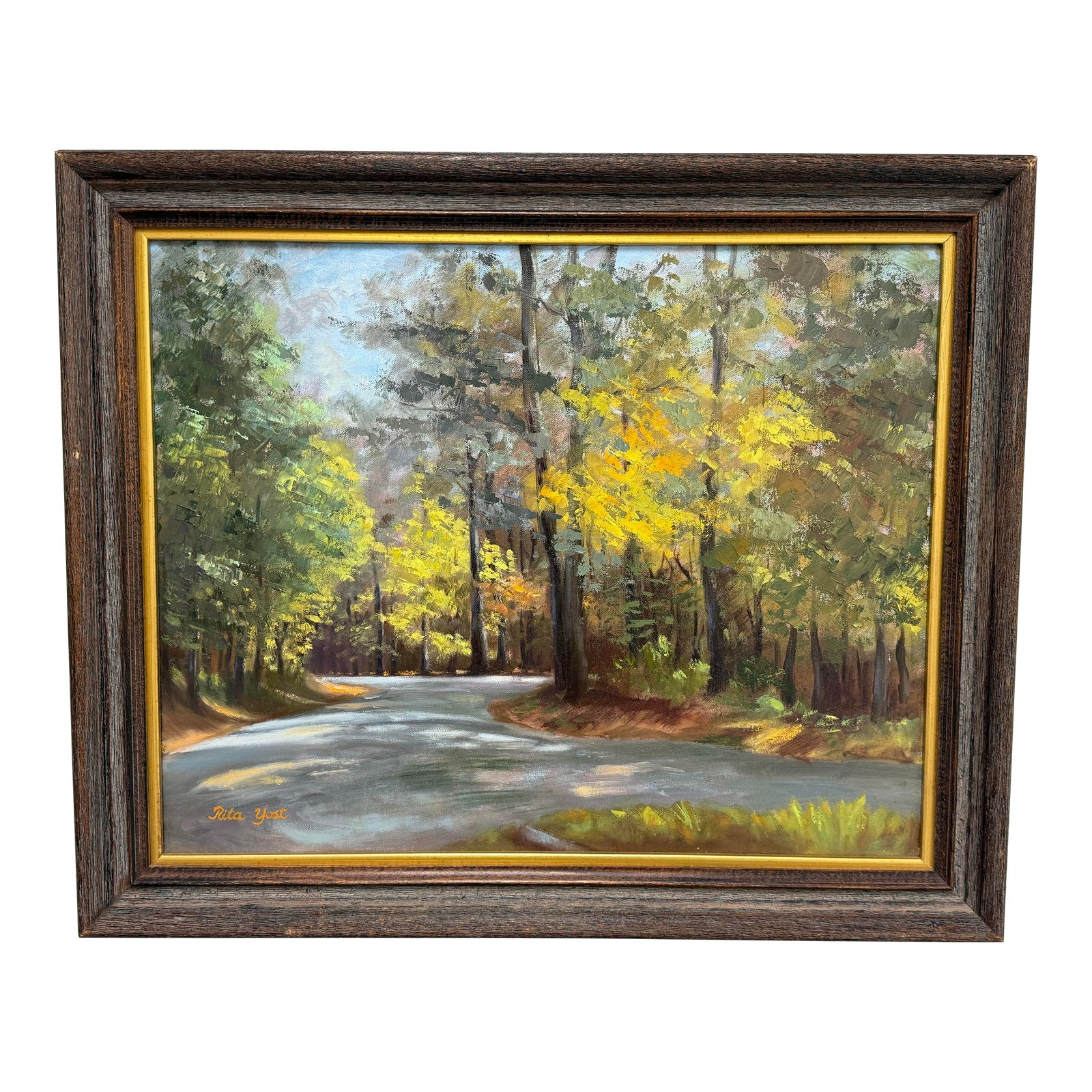 Mid 20th Century Rita Yost Original Landscape Painting, Signed | Chairish