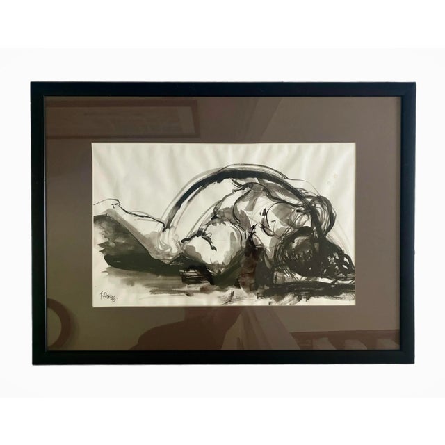 Expressive Ink Wash Figure Study, Signed | Chairish