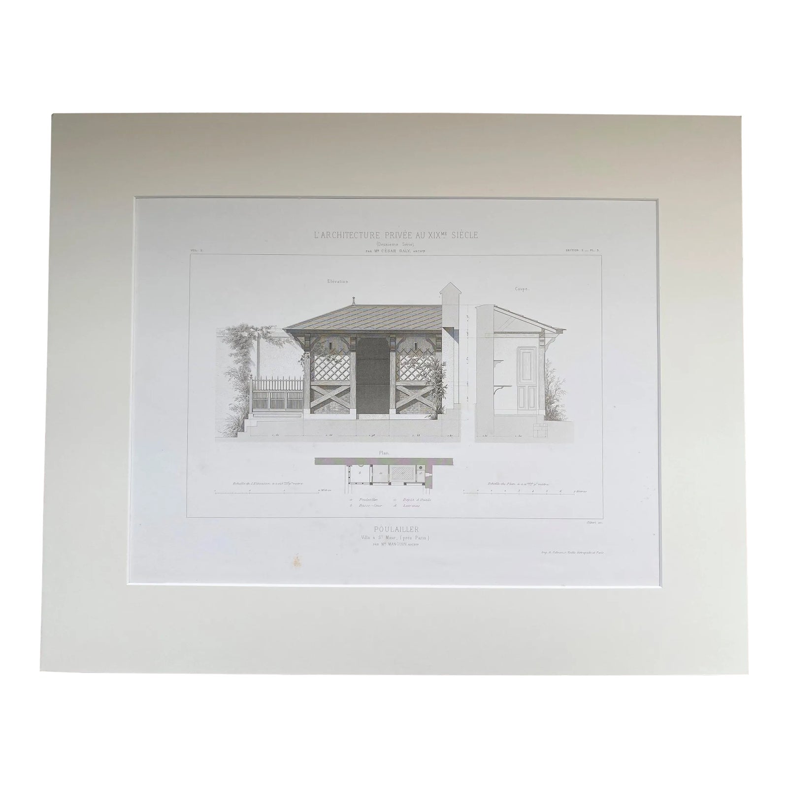 19th Century Cesar Daly French Architecture Engraving "Poulailler ...