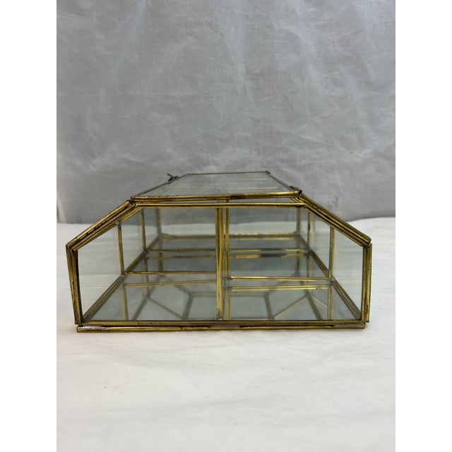 Mid 20th Century Vintage Glass and Brass 6 Sided Multi Level Display ...