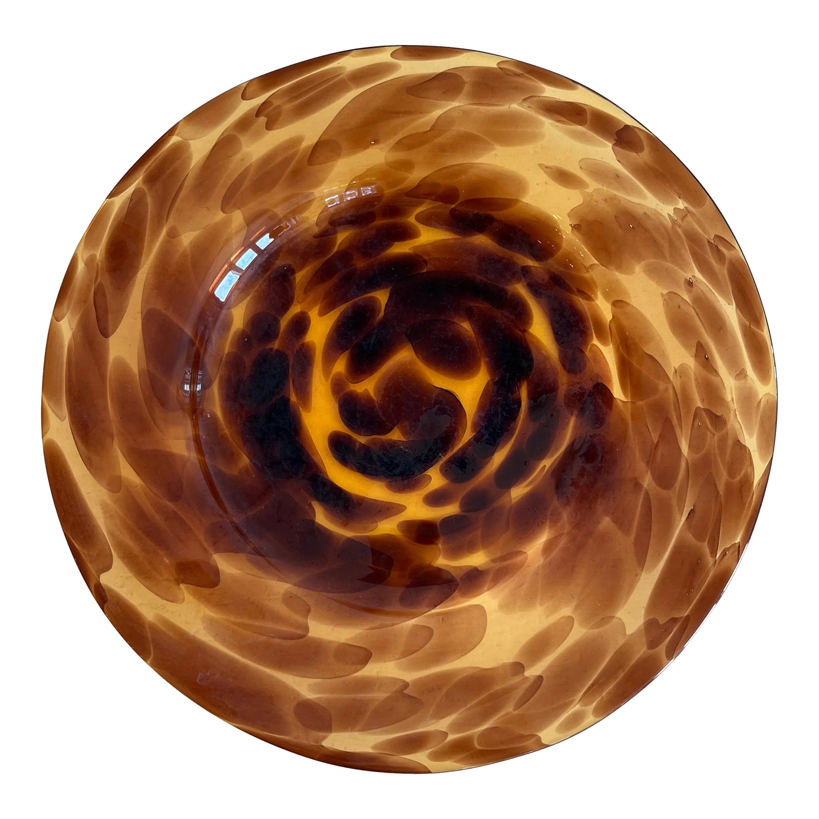 1980s Tortoise Shell Motif/Leopard Hand Blown Glass Plate | Chairish