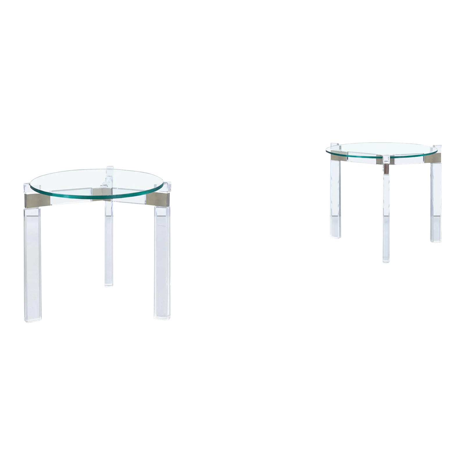 1970s Pair of Vintage Lucite and Nickle Side Tables by Charles Hollis ...