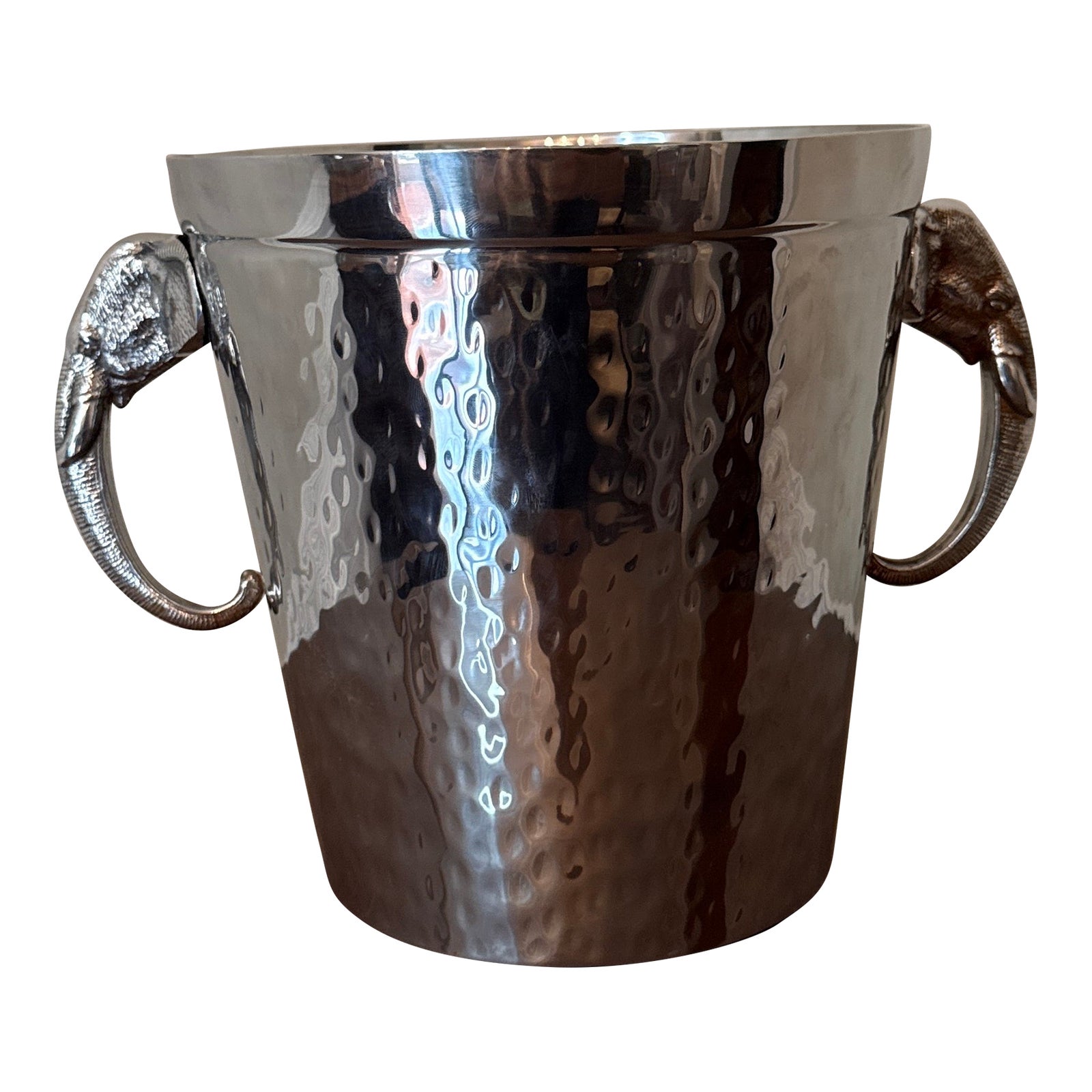 Vintage Elephant Hammered Stainless Steel Ice Bucket | Chairish