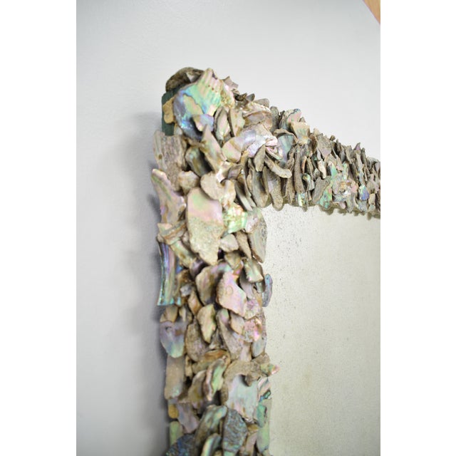 Large Tony Duquette Style Abalone Framed Mirror | Chairish