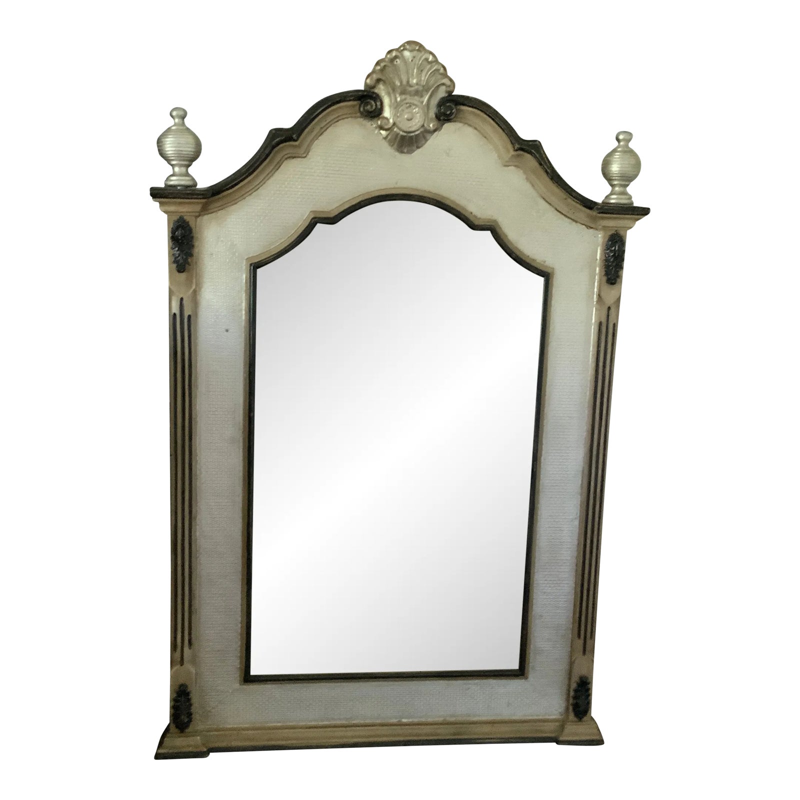 1970s Art Deco Black, Silver and Gold Mirror | Chairish