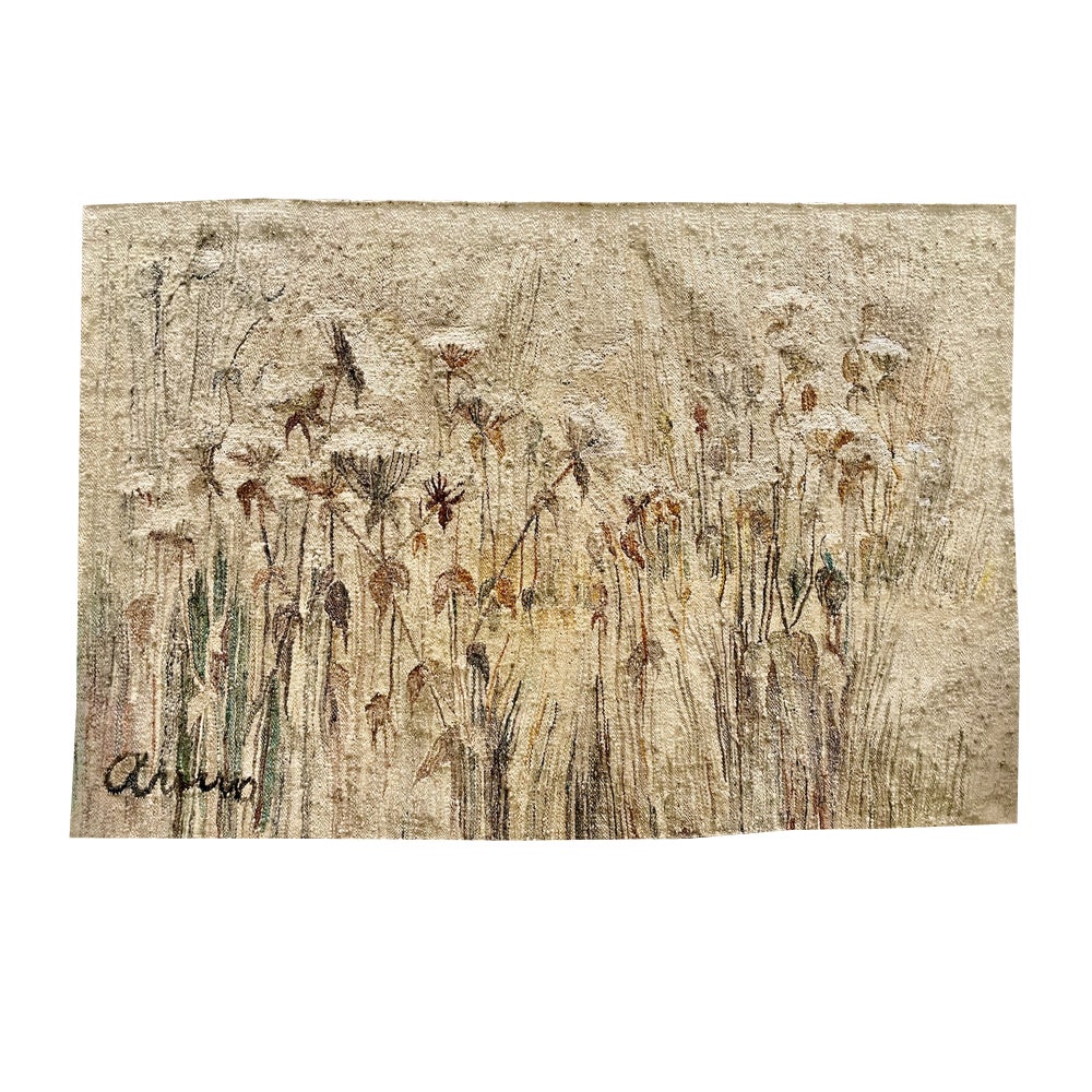 Hand-Woven Gobelin Wall Tapestry with Yarrow Plant Motif by Anna ...