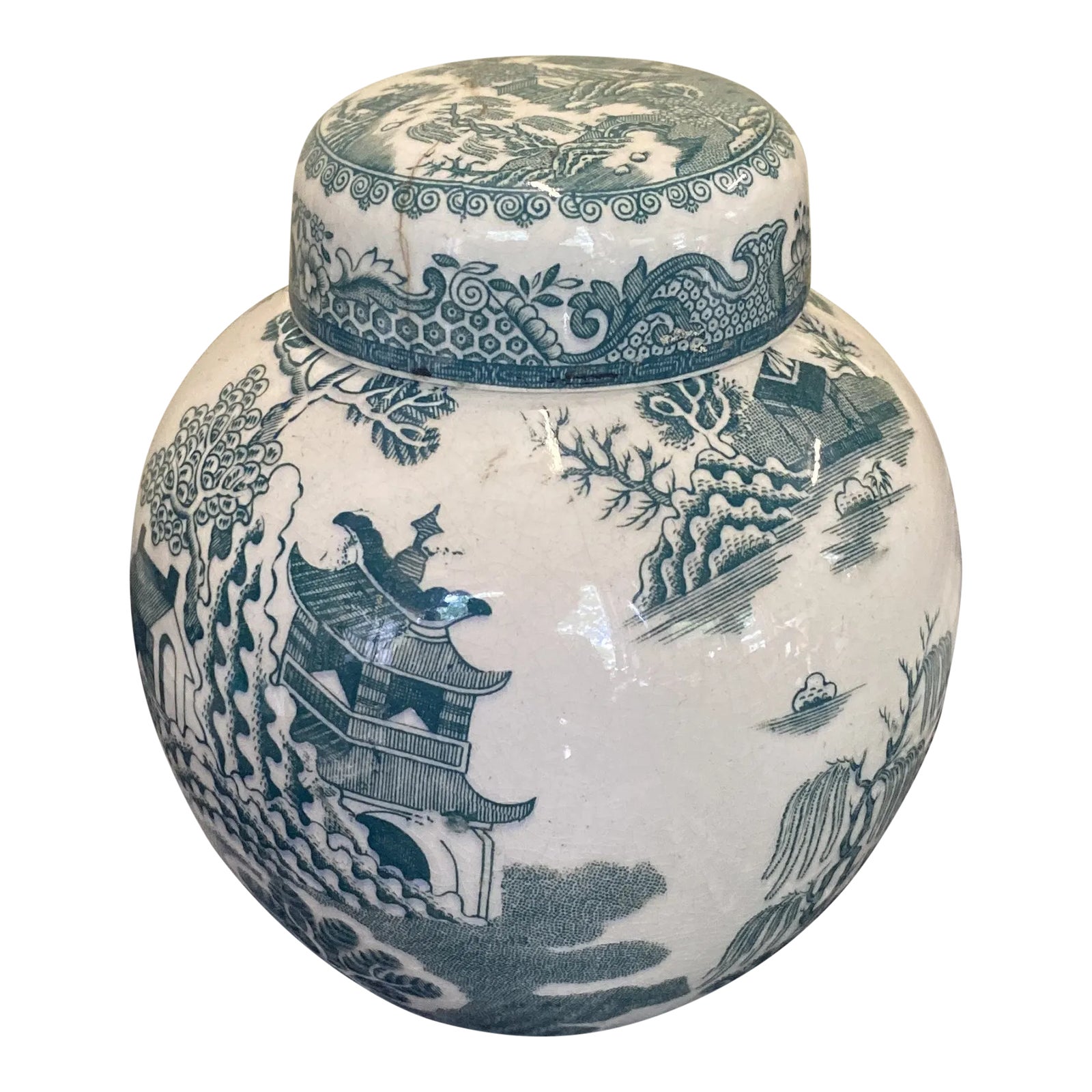 Asian Blue and White Ming Jar | Chairish