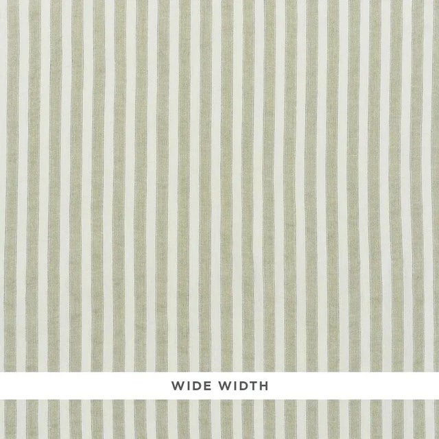 Sample - Schumacher Regatta Linen Stripe Sheer Fabric in Sage | Chairish