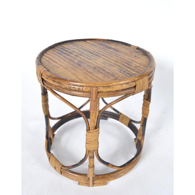 Mid-Century Tortoishell Bamboo Wicker Side Table, 1960s | Chairish