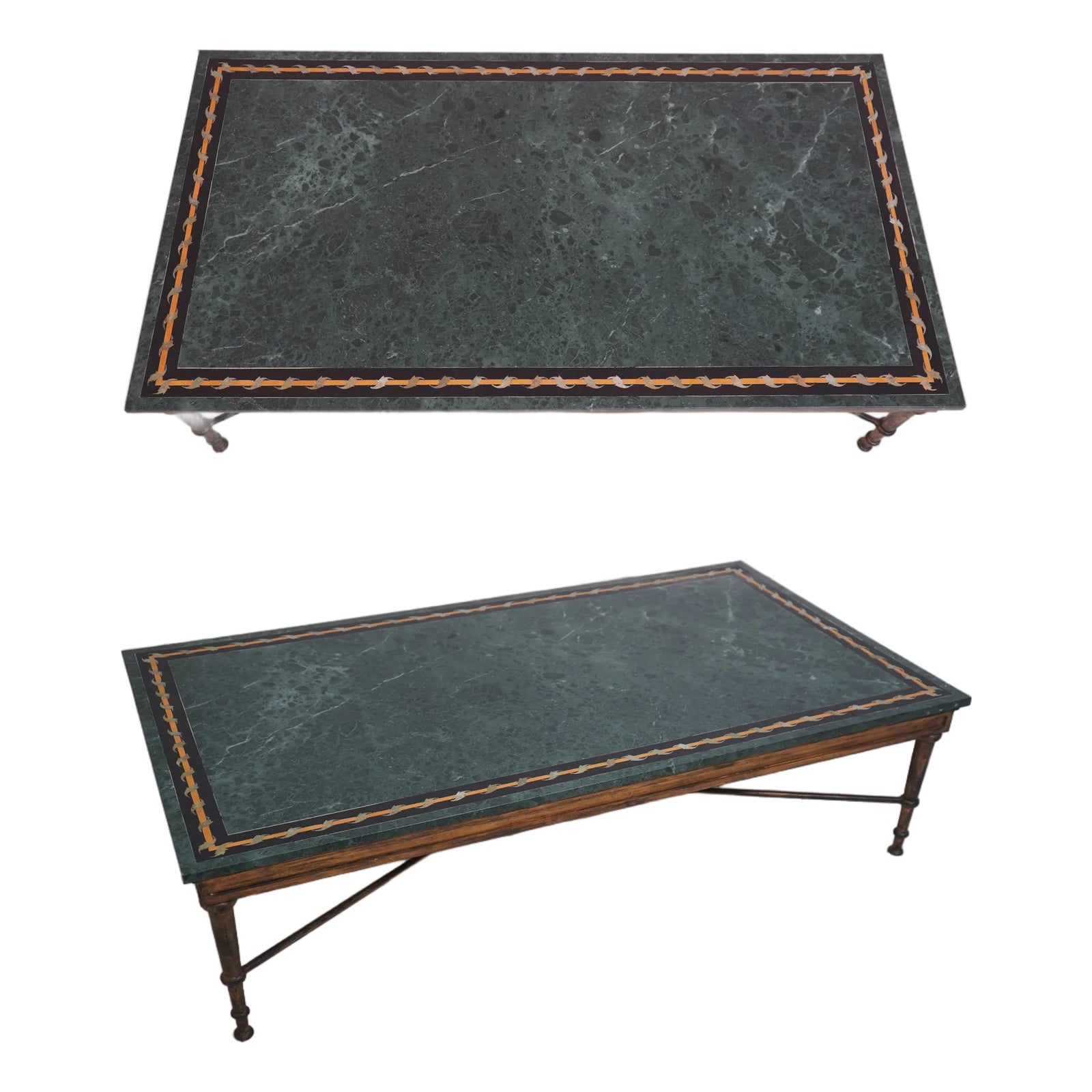 Italian Pietra Dura Neoclassical Marble Top Iron Base Coffee Table ...