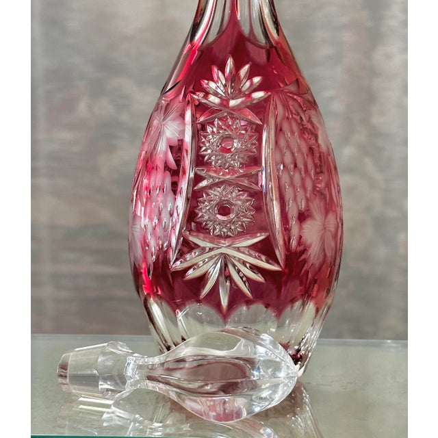 Vintage Nachtmann Ruby Red Decanter With Stopper - 2 Piece Set | Chairish