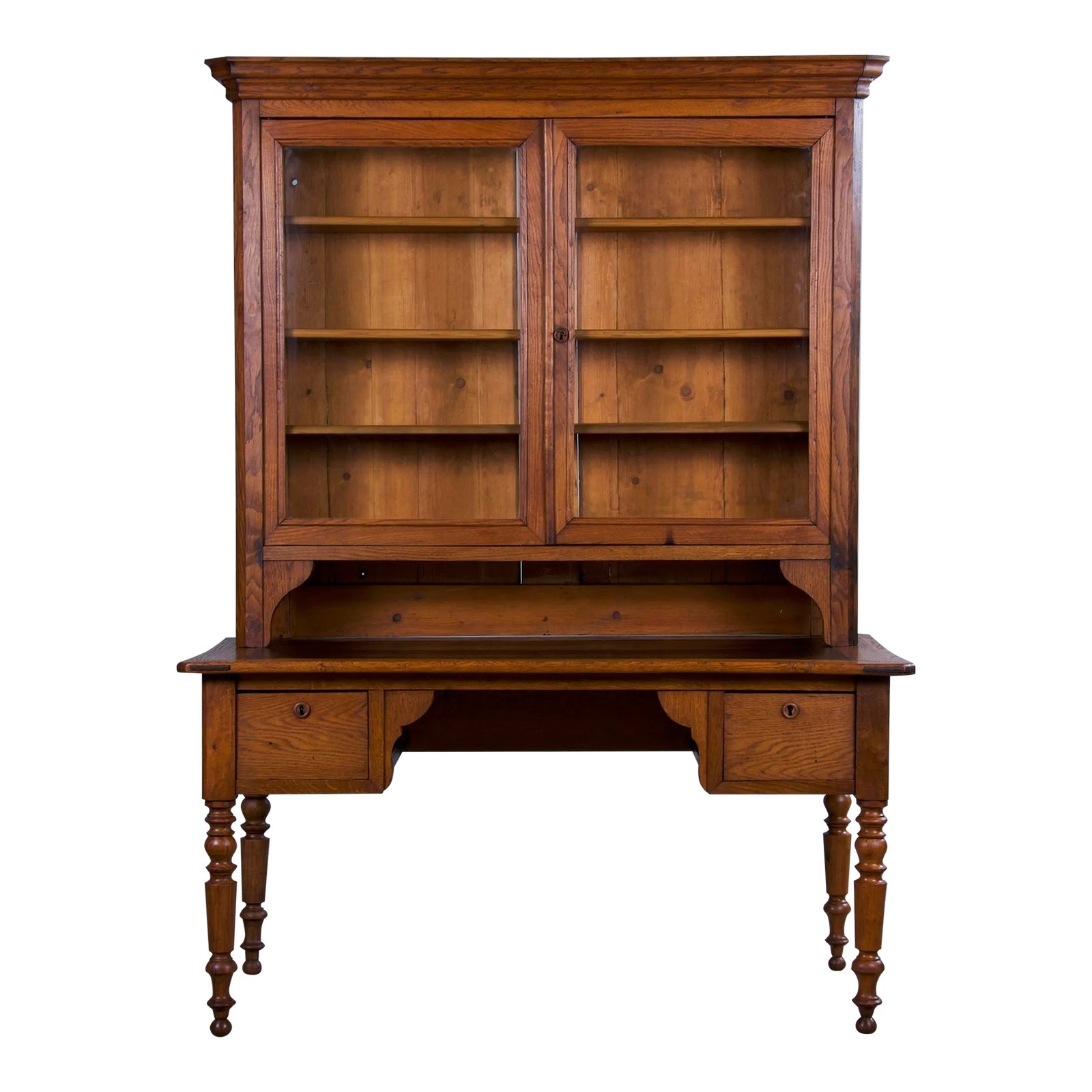 Antique Country French Louis Philippe Style Provincial Oak Library Desk ...