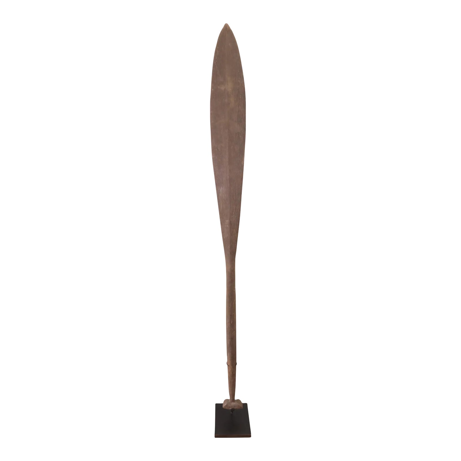 Mid 20th Century Vintage Natural Wood Paddle With Iron Stand | Chairish