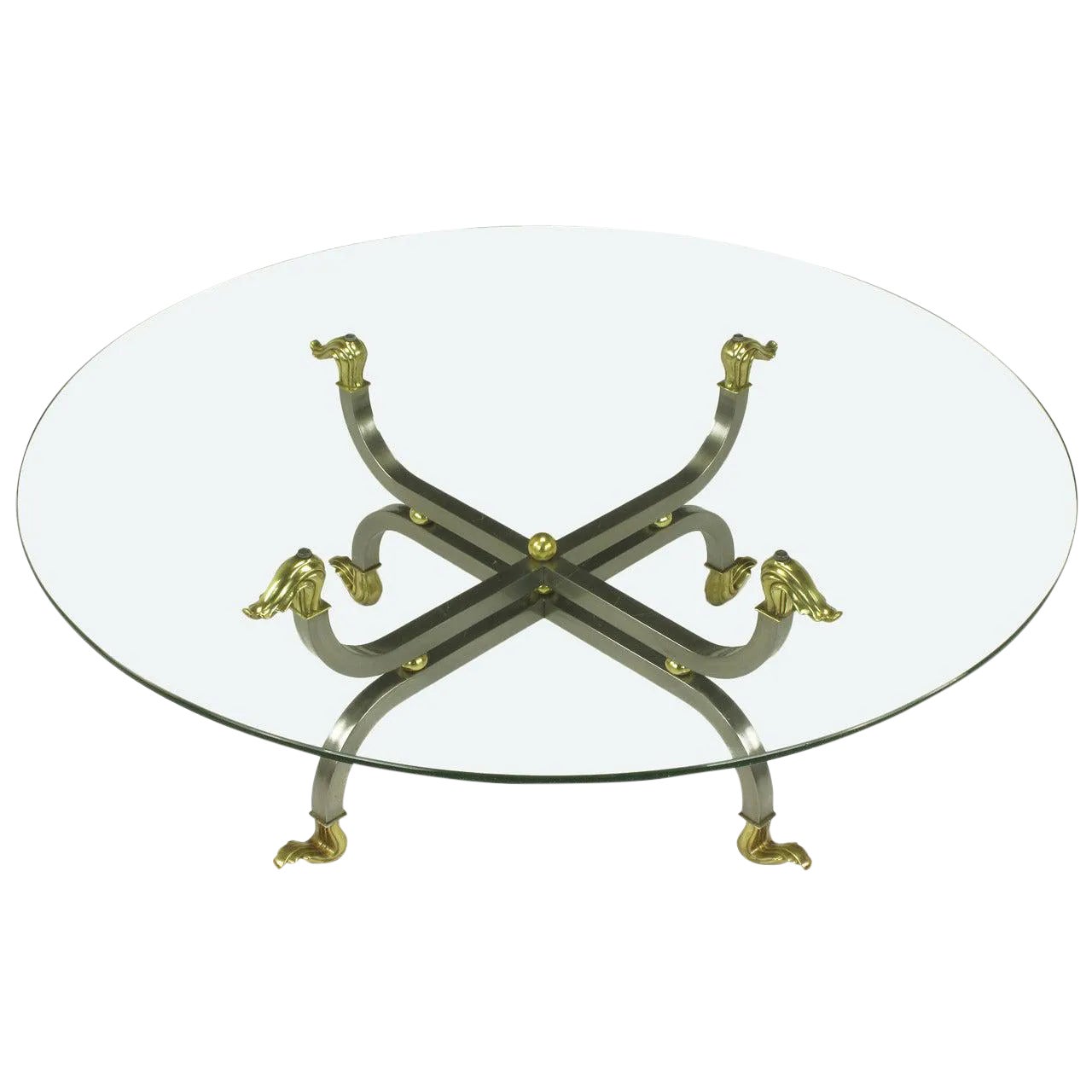 Regency Brass & Gunmetal Coffee Table | Chairish