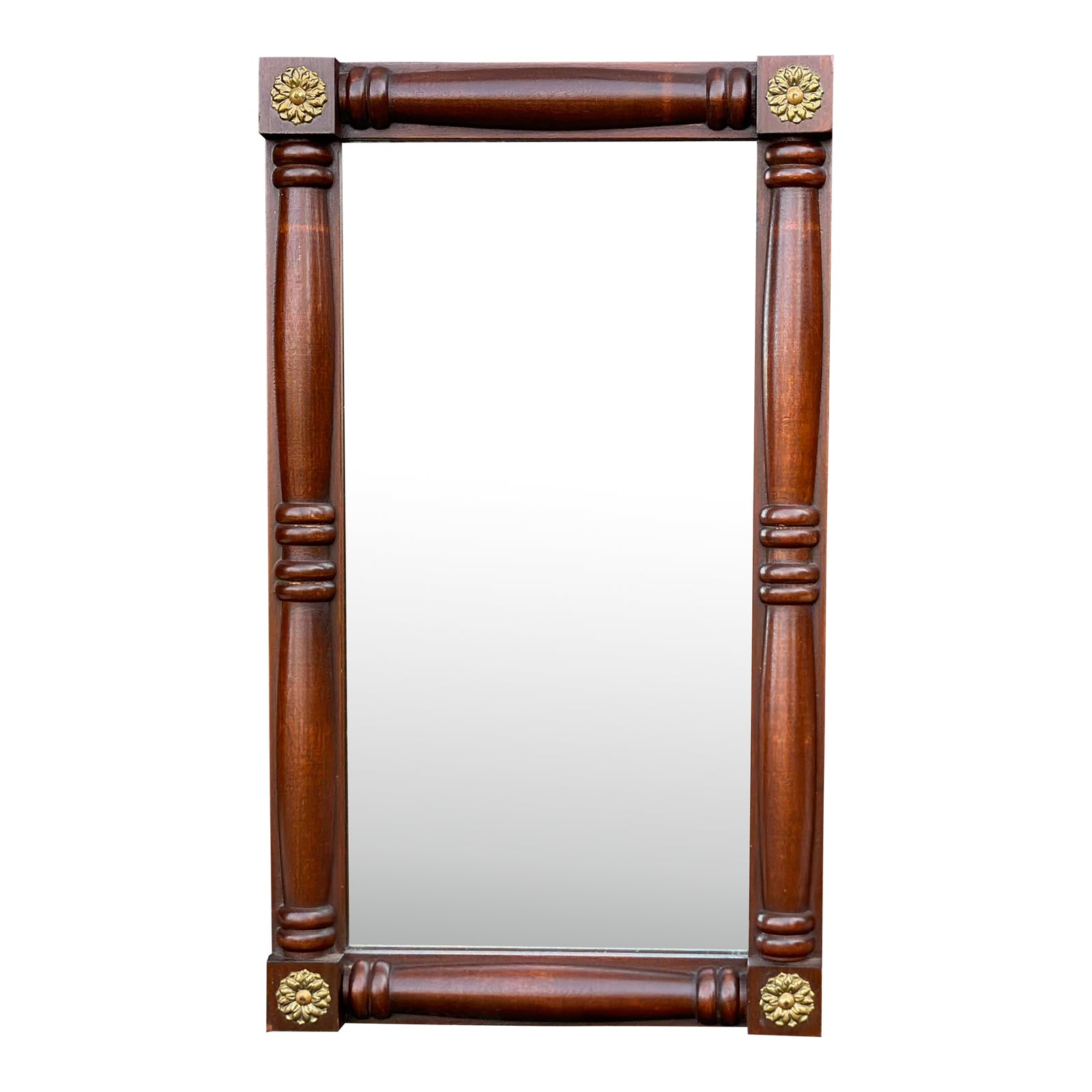 Vintage Petite Federal Style Split Column Wall Mirror With Brass ...