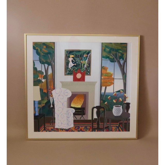 Original Thomas McKnight Cozy Fireplace Print | Chairish