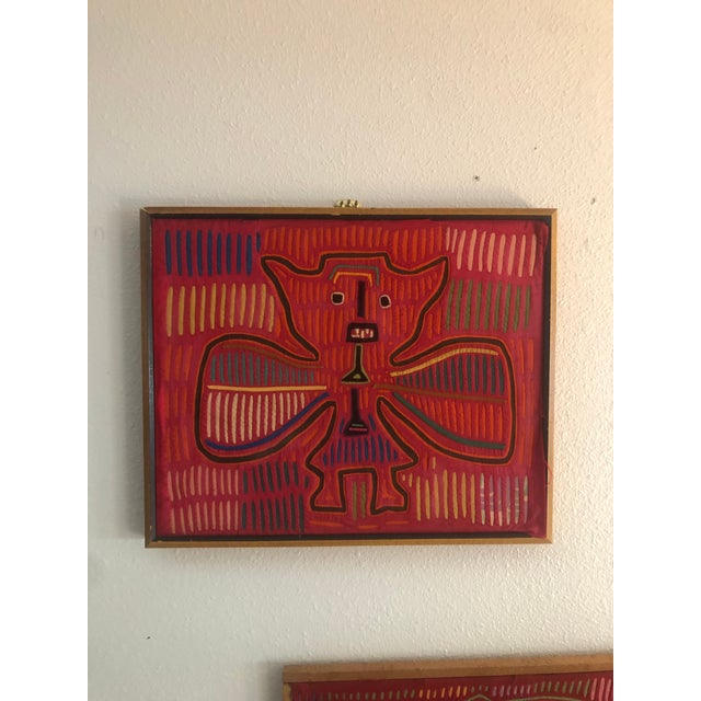 Mid Century Kuna Mola Peruvian Textile Art Mythic Monster in Rustic ...