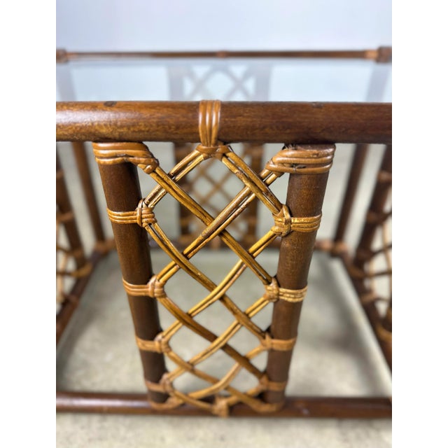 1970’s Ficks Reed StylenBamboo and Rattan Side Table With Glass Top ...