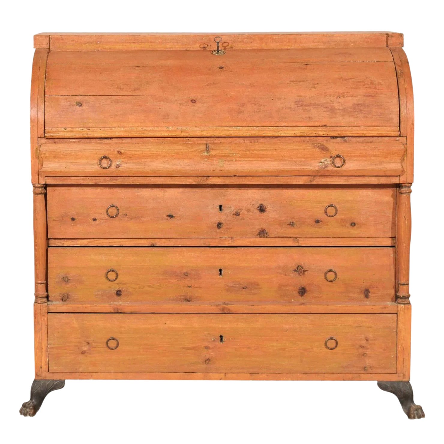 19th Century Chest With Convex Drop Front and Inner Drawers | Chairish