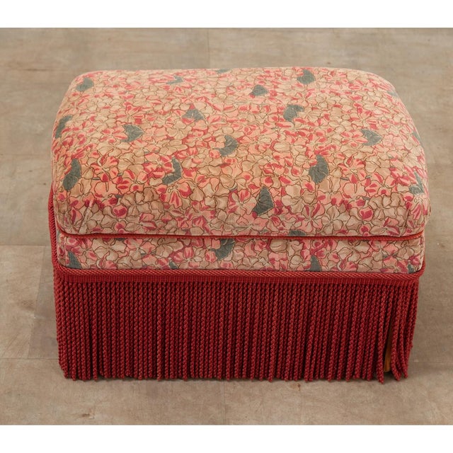 Early 20th Century Vintage Upholstered Storage Stool with Fringe | Chairish