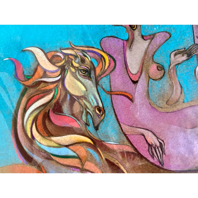 Virgil Sova Pastel Painting With Art Deco Influence. | Chairish