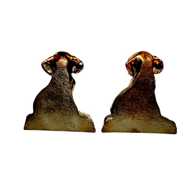 Vintage Bronze Metal Finish Labrador Puppy Bookends - Set of 2 | Chairish