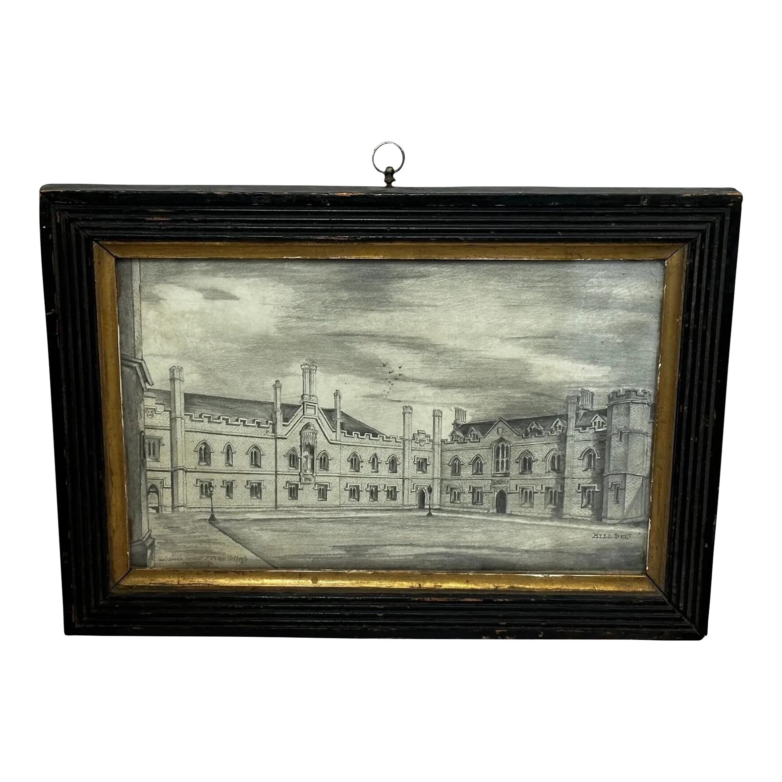 Georgian Pencil Drawing of Gisborne Court, Peterhouse Cambridge ...