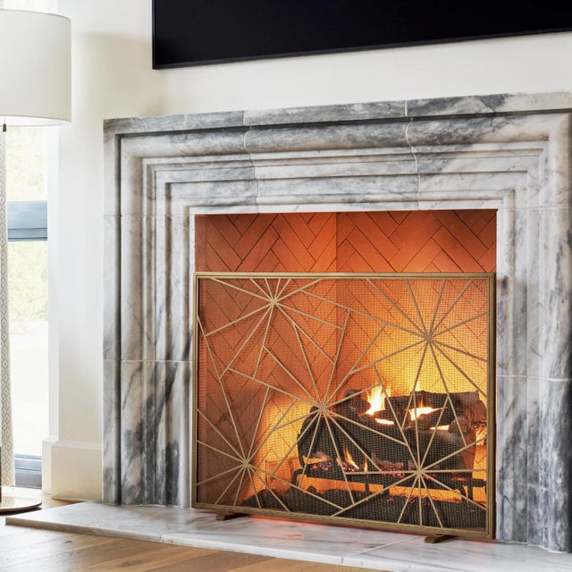 Early 21st Century Iron Shattered Starburst Fire Screen | Chairish