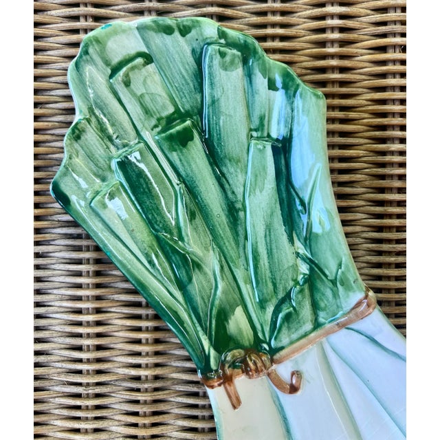 Italian Ceramic Tromp L’oeil Leek Dish | Chairish