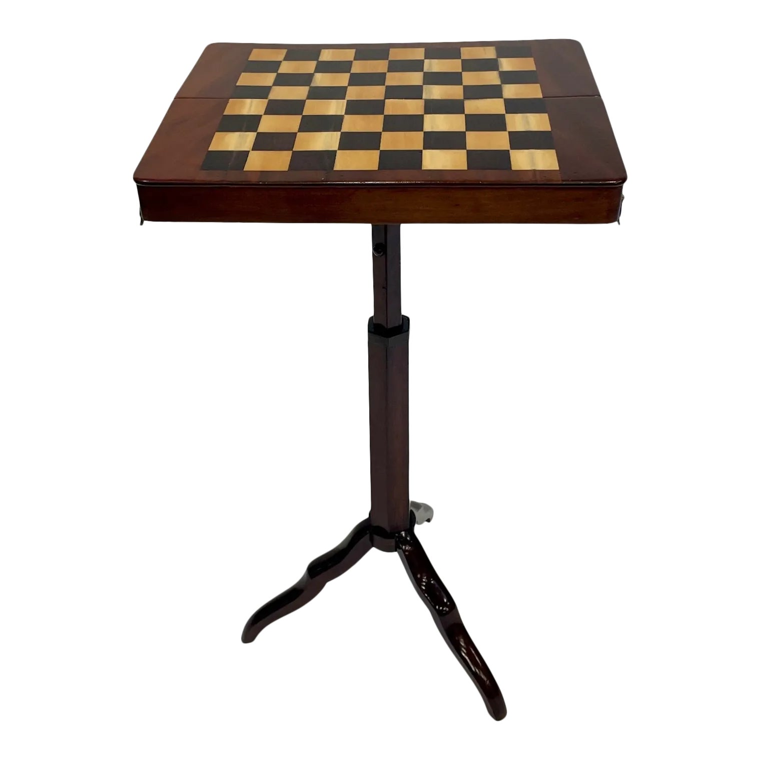 Mahogany Traveling Campaign Chess Table | Chairish