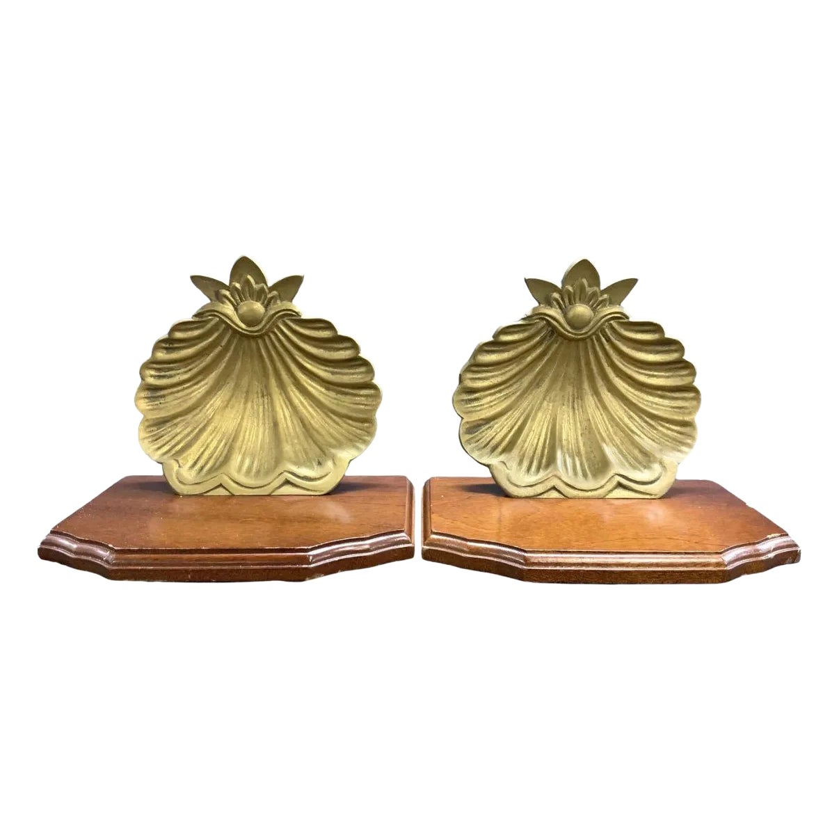 Pair of Brass Shell Motif Brackets | Chairish