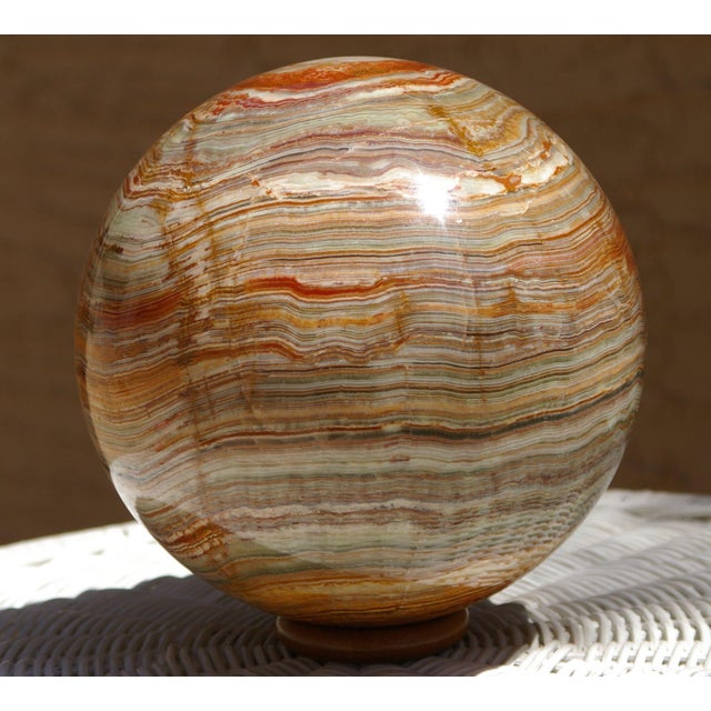 Large Polished Striped Onyx Sphere | Chairish